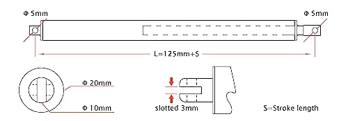 SOViK 12V DC Micro Linear Actuator 6 inch Stroke Max Force 22lbs Speed 0.5"/sec Tube Diameter 0.8" Internal Limit Switch