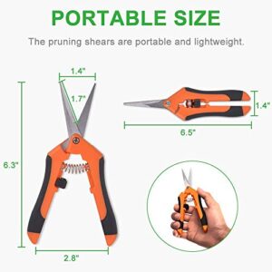 GROWNEER 6 Packs Pruning Shears Gardening Hand Pruning Snips with Straight Stainless Steel Precision Blades