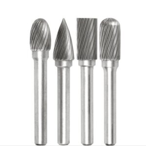 carbide burrs 4pcs 12mm dia 1/4" shank single cut tungsten carbide rotary file cutting burs tool rotary drill die grinder bits (4x1/4)