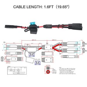 SPARKING 1.6FT Sae Y Splitter Cable Adapter with Sae 2-Way Connector, 1 to 2 Sae to Sae Splitter 16AWG DC Power Extension Cable (SAE Y splitter)