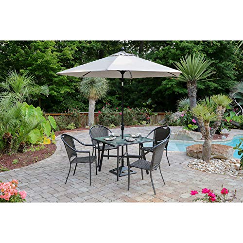 Hanover Bambray 5-Piece Grade Patio Set Commercial Outdoor Furniture, Brown