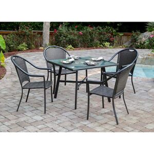 hanover bambray 5-piece grade patio set commercial outdoor furniture, brown