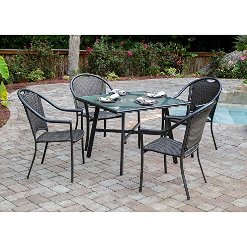 Hanover Bambray 5-Piece Grade Patio Set Commercial Outdoor Furniture, Brown