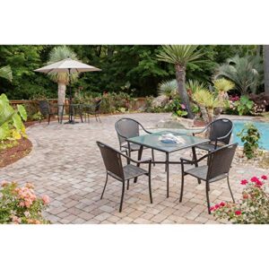 Hanover Bambray 5-Piece Grade Patio Set Commercial Outdoor Furniture, Brown