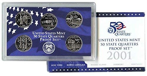 2001 S U.S. Mint Proof State Quarter Set - 5 Coins - OGP Original Government Packaging Superb Gem Uncirculated