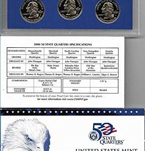 2000 S U.S. Mint Proof State Quarter Set - 5 Coins - OGP Original Government Packaging Superb Gem Uncirculated