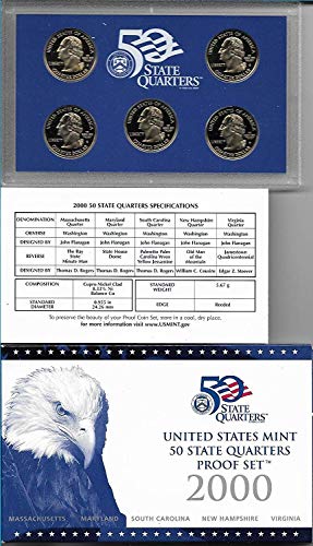 2000 S U.S. Mint Proof State Quarter Set - 5 Coins - OGP Original Government Packaging Superb Gem Uncirculated