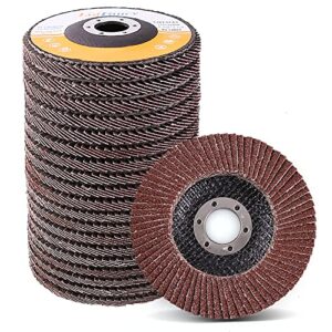 lotfancy flap discs 4 1/2 for angle grinder, 20pcs, 40 60 80 120 grit sanding disc, 4.5 x 7/8 inch grinding wheels welding tools, aluminum oxide abrasive, type 27