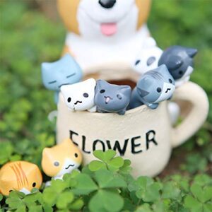 Apol Set of 6 Cartoon Lucky Cat Micro Landscape DIY Miniature Craft Garden Home Decoration Plant Pots Bonsai Craft Decor