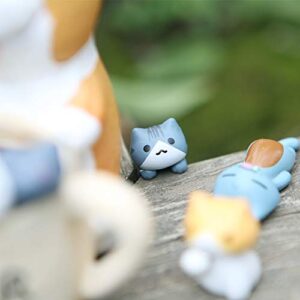 Apol Set of 6 Cartoon Lucky Cat Micro Landscape DIY Miniature Craft Garden Home Decoration Plant Pots Bonsai Craft Decor