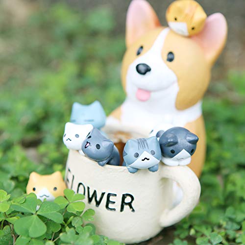 Apol Set of 6 Cartoon Lucky Cat Micro Landscape DIY Miniature Craft Garden Home Decoration Plant Pots Bonsai Craft Decor