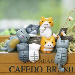 Apol Set of 6 Cartoon Lucky Cat Micro Landscape DIY Miniature Craft Garden Home Decoration Plant Pots Bonsai Craft Decor