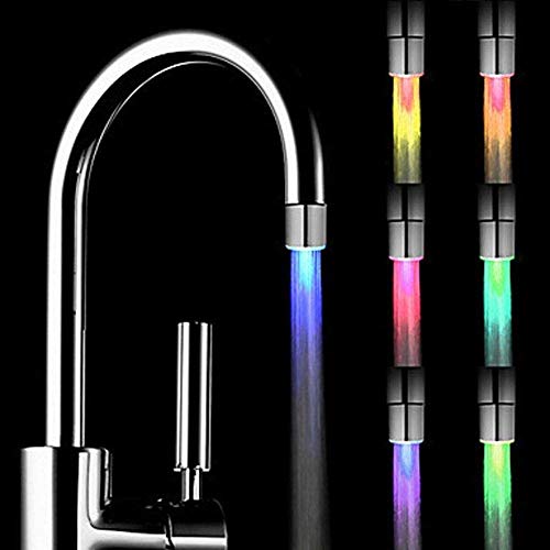 7 Color LED Light Changing Glow Shower Stream Water Faucet Tap for Kitchen Bathro​om 1 PCS