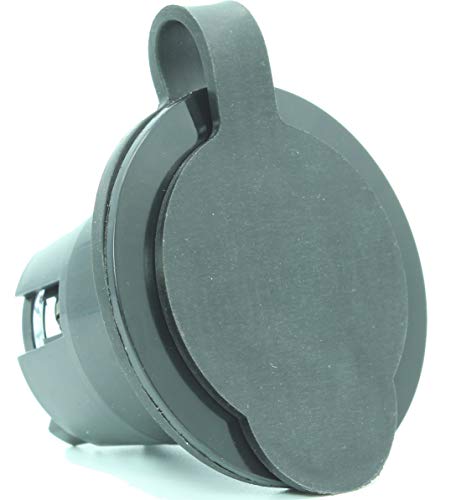 Journeyman-Pro 5378 20 Amp 120-125 Volt, NEMA 5-20P Flanged Inlet, 2500 Watt Black RV/Marine Commercial Grade, Straight Blade Plug Charger Receptacle (w/Back & Front Cover)