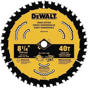 dewalt circular saw blade, 8 1/4 inch, 40 tooth, cross cutting (dwa181440)