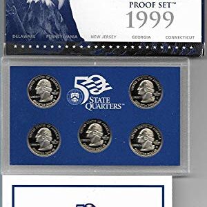 1999 S U.S. Mint Proof State Quarter Set - 5 Coins - OGP Original Government Packaging Superb Gem Uncirculated