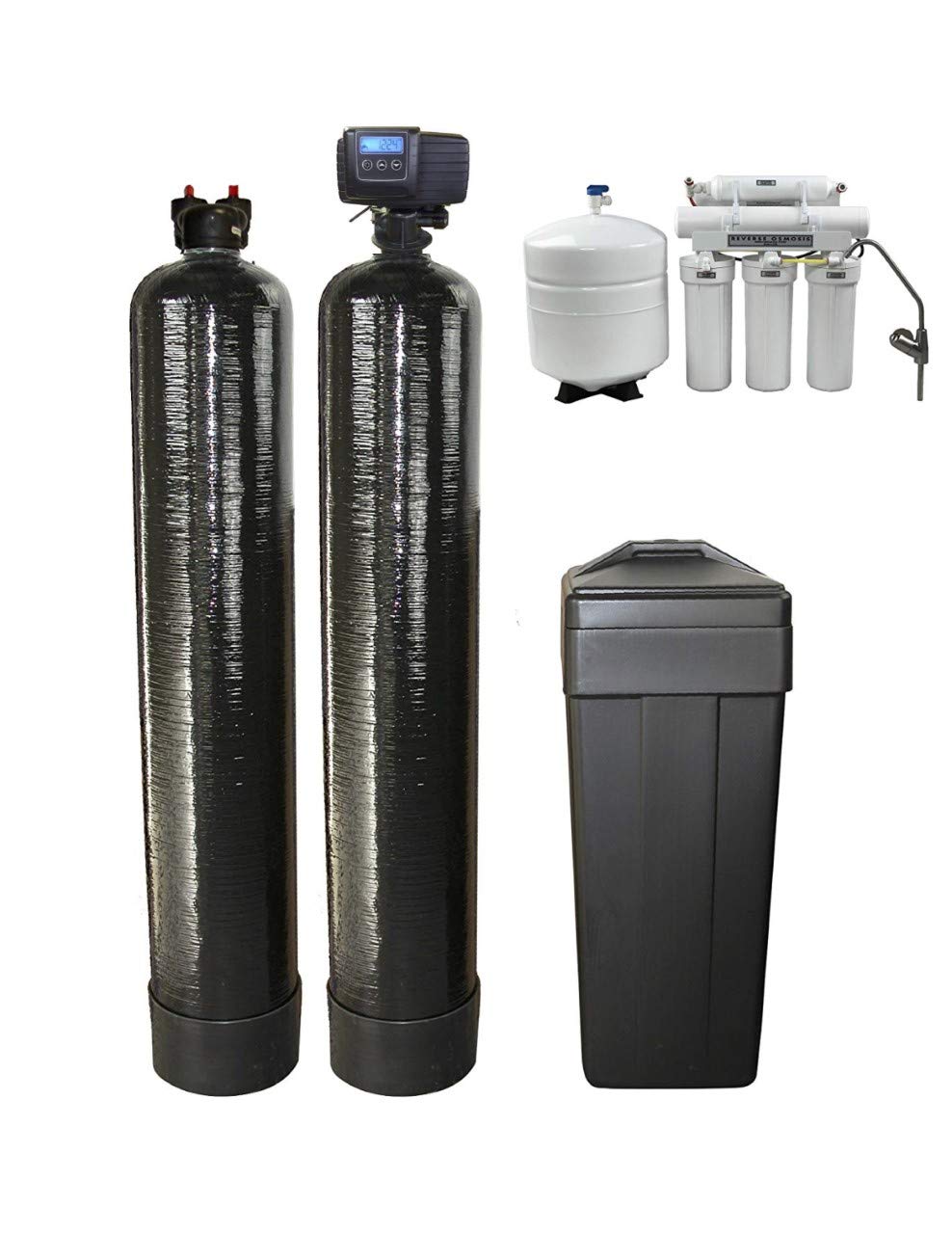 Fleck 5600SXT Metered Softener UpFlow 2.0 Cubic Ft Carbon Filter Reverse Osmosis