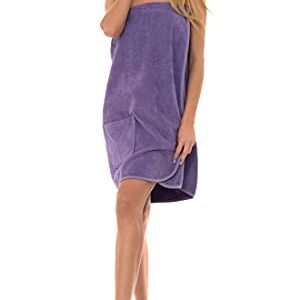 TowelSelections Women’s Shower Wrap Adjustable Cotton Terry Cloth Bathrobe Gym Cover Up Spa Robe X-Small Bougainvillea