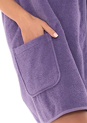 TowelSelections Women’s Shower Wrap Adjustable Cotton Terry Cloth Bathrobe Gym Cover Up Spa Robe X-Small Bougainvillea