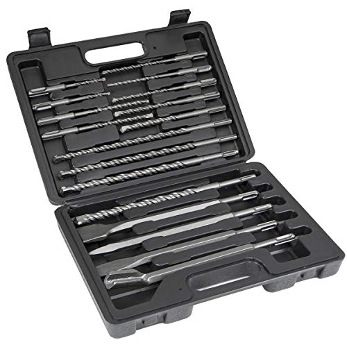 Stark Industrial 17-Pieces Concrete Rotary Hammer Drill Bits Set & Chisels (SDS Plus) w/Carrying Case