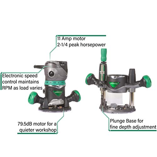 Metabo HPT Router Kit | Fixed/Plunge Base | Variable Speed | 11 Amp Motor | 2-1/4 Peak HP | KM12VC