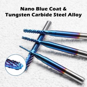 SainSmart Genmitsu 10Pcs Nano Blue Coat End Mill CNC Router Bits, 0.8-3mm, 1/8" Shank