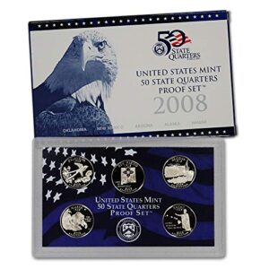 2008 s u.s. mint proof state quarter set - 5 coins - ogp original government packaging superb gem uncirculated