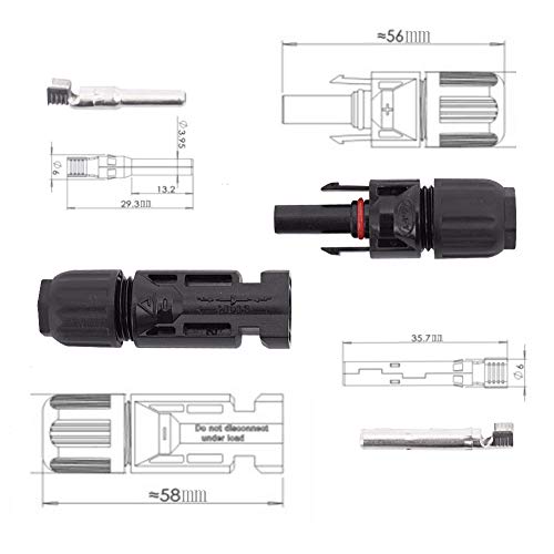 BeideLt 20PCS Solar Connectors, IP67 Waterproof Solar Panel Connector, 1000V 30A Male/Female Solar Wire Adapter Connector for Connecting Solar Panels