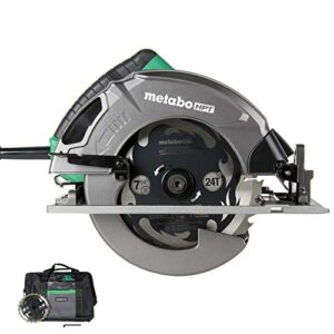 metabo hpt 7-1/4-inch circular saw kit | 6,000 rpm, 15-amp motor | integrated dust blower | 24t premium framing/ripping blade | single handed bevel adjustment | c7sb3