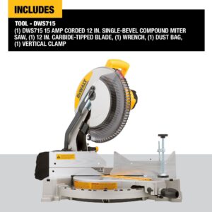 DEWALT 12-Inch Miter Saw, 15-Amp, Single Bevel, Compound (DWS715),Black