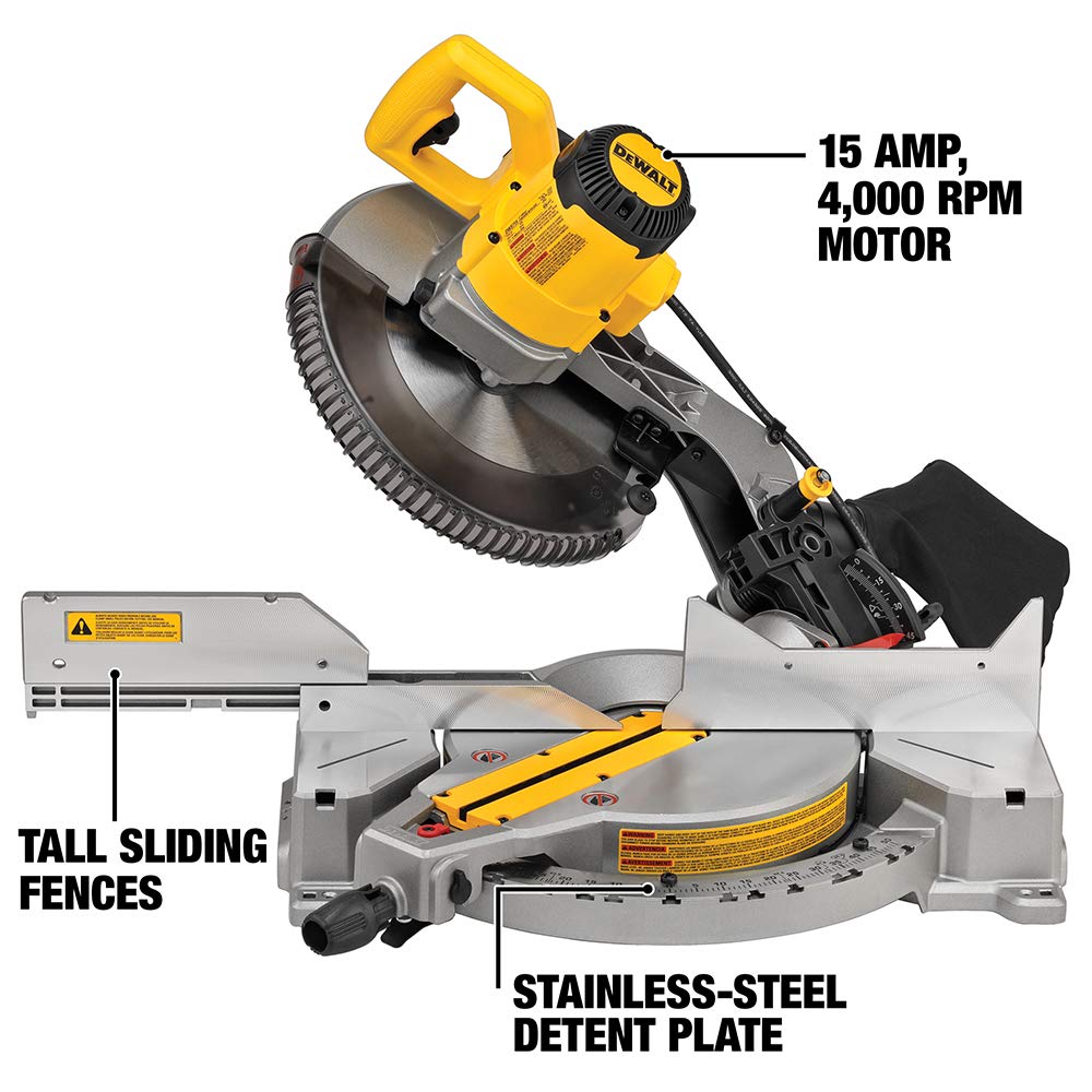 DEWALT 12-Inch Miter Saw, 15-Amp, Single Bevel, Compound (DWS715),Black