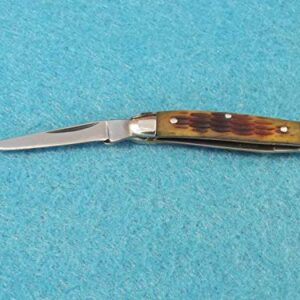 Folding Pocket Knife ROUGH RIDER RR183 Mini Muskrat Amber jigged bone Hunting Tactical Knife/bail 2 1/4" closed