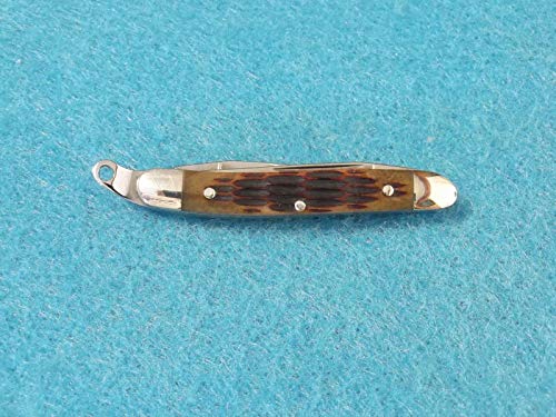 Folding Pocket Knife ROUGH RIDER RR183 Mini Muskrat Amber jigged bone Hunting Tactical Knife/bail 2 1/4" closed