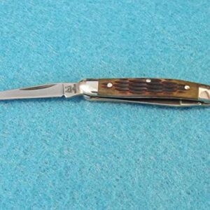 Folding Pocket Knife ROUGH RIDER RR183 Mini Muskrat Amber jigged bone Hunting Tactical Knife/bail 2 1/4" closed