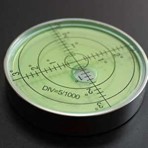 Magnetic Metal Large Spirit Bubble Level 60mm Diameter, 2 23/64, Degrees, Circular, Surface Level - Metal Housing, Bulls Eye Bullseye Vial Round, Green/Silver