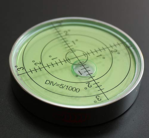 Magnetic Metal Large Spirit Bubble Level 60mm Diameter, 2 23/64, Degrees, Circular, Surface Level - Metal Housing, Bulls Eye Bullseye Vial Round, Green/Silver