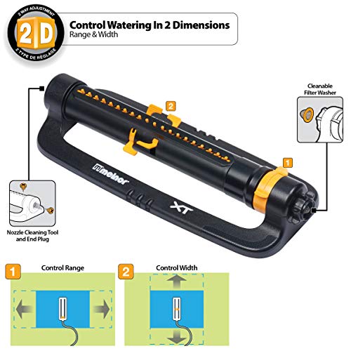 Melnor 65074-AMZ XT Turbo Oscillating Sprinkler with 2-Way Adjustment and QuickConnect Product Adapter Set, Amazon Bundle