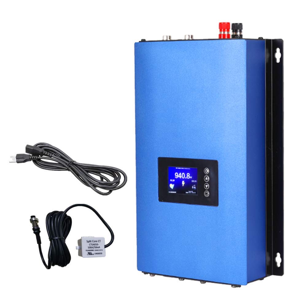 1000W Battery Backup MPPT Solar Grid Tie Inverter with Limiter Sensor and Work Time Controller Function DC22-65V AC110V/220V Auto (DC22-65V, Without WiFi)