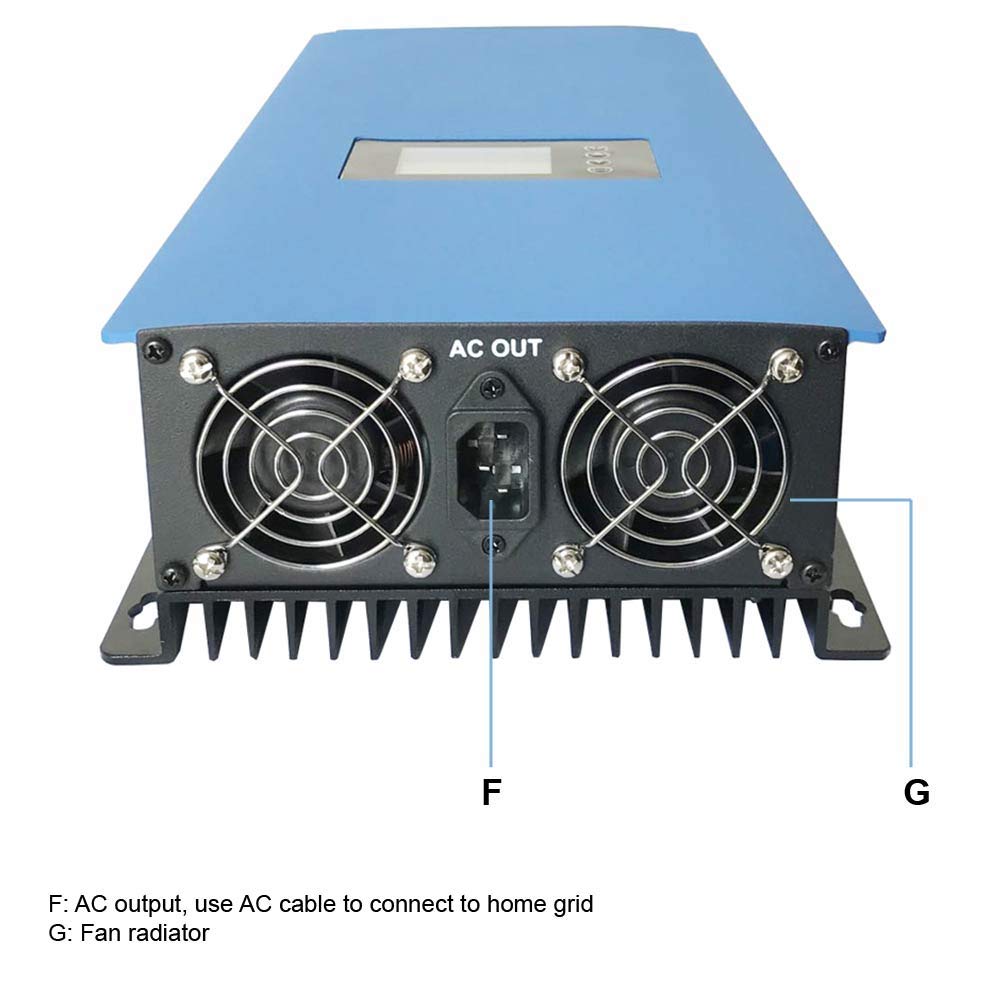 1000W Battery Backup MPPT Solar Grid Tie Inverter with Limiter Sensor and Work Time Controller Function DC22-65V AC110V/220V Auto (DC22-65V, Without WiFi)