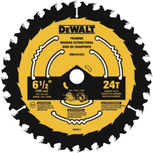 dewalt circular saw blade, 6 1/2 inch, 24 tooth, framing (dwa161224)