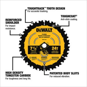 DEWALT Circular Saw Blade, 6 1/2 Inch, 24 Tooth, Framing (DWA161224)