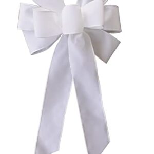 Large 10" Wired White Velvet Outdoor Wreath Bows