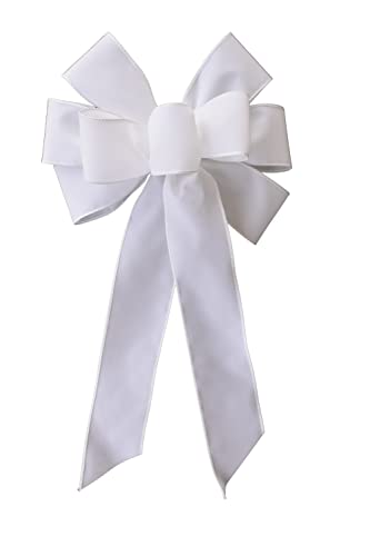 Large 10" Wired White Velvet Outdoor Wreath Bows