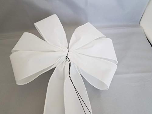 Large 10" Wired White Velvet Outdoor Wreath Bows