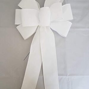 Large 10" Wired White Velvet Outdoor Wreath Bows