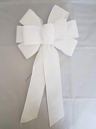 Large 10" Wired White Velvet Outdoor Wreath Bows