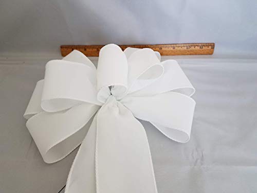 Large 10" Wired White Velvet Outdoor Wreath Bows