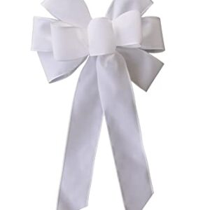 Large 10" Wired White Velvet Outdoor Wreath Bows