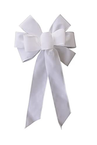 Large 10" Wired White Velvet Outdoor Wreath Bows