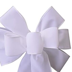 Large 10" Wired White Velvet Outdoor Wreath Bows